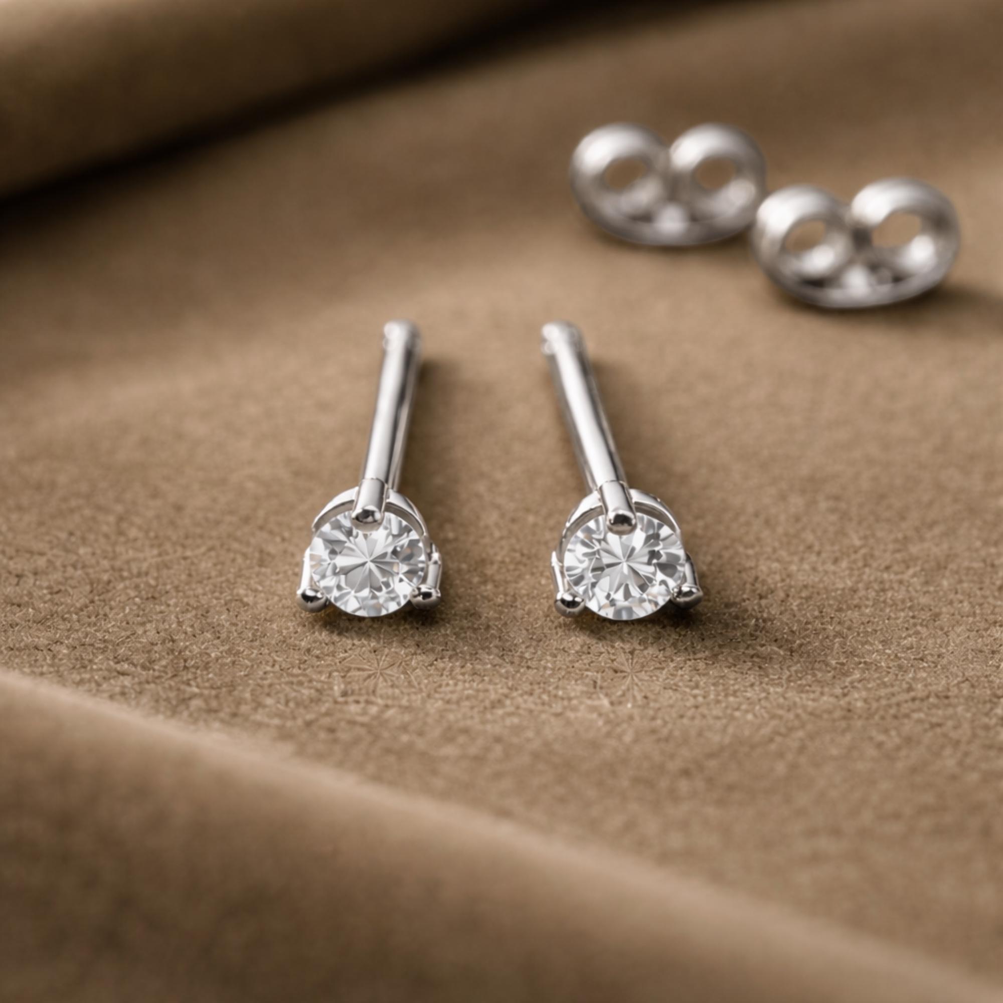 Extra Long Post CZ Diamond Stud Earrings | for Thick Earlobes | 925 ...