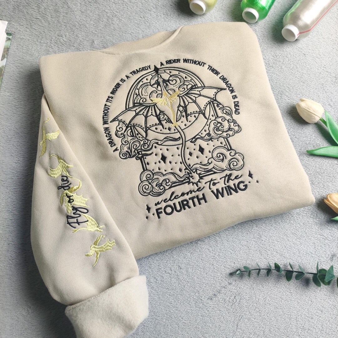 Welcome to the Fourth Wing Embroidered Sweatshirt, Basgiath War College ...