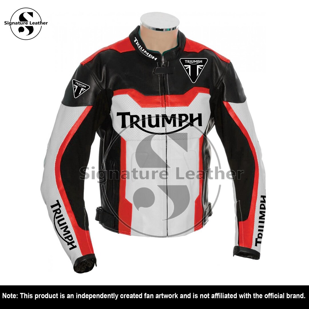 Handmade Triumph Motorcycle Jacket Custom Leather Biker Jacket CE Armor ...