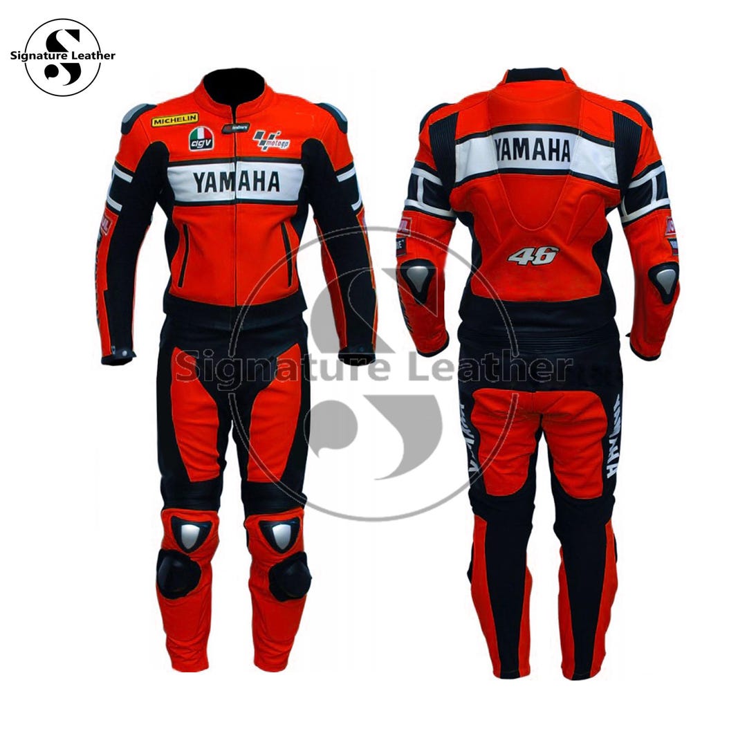 Custom Yamaha Red Leather Motorcycle Suit, Racing Suit, Biker Gear ...