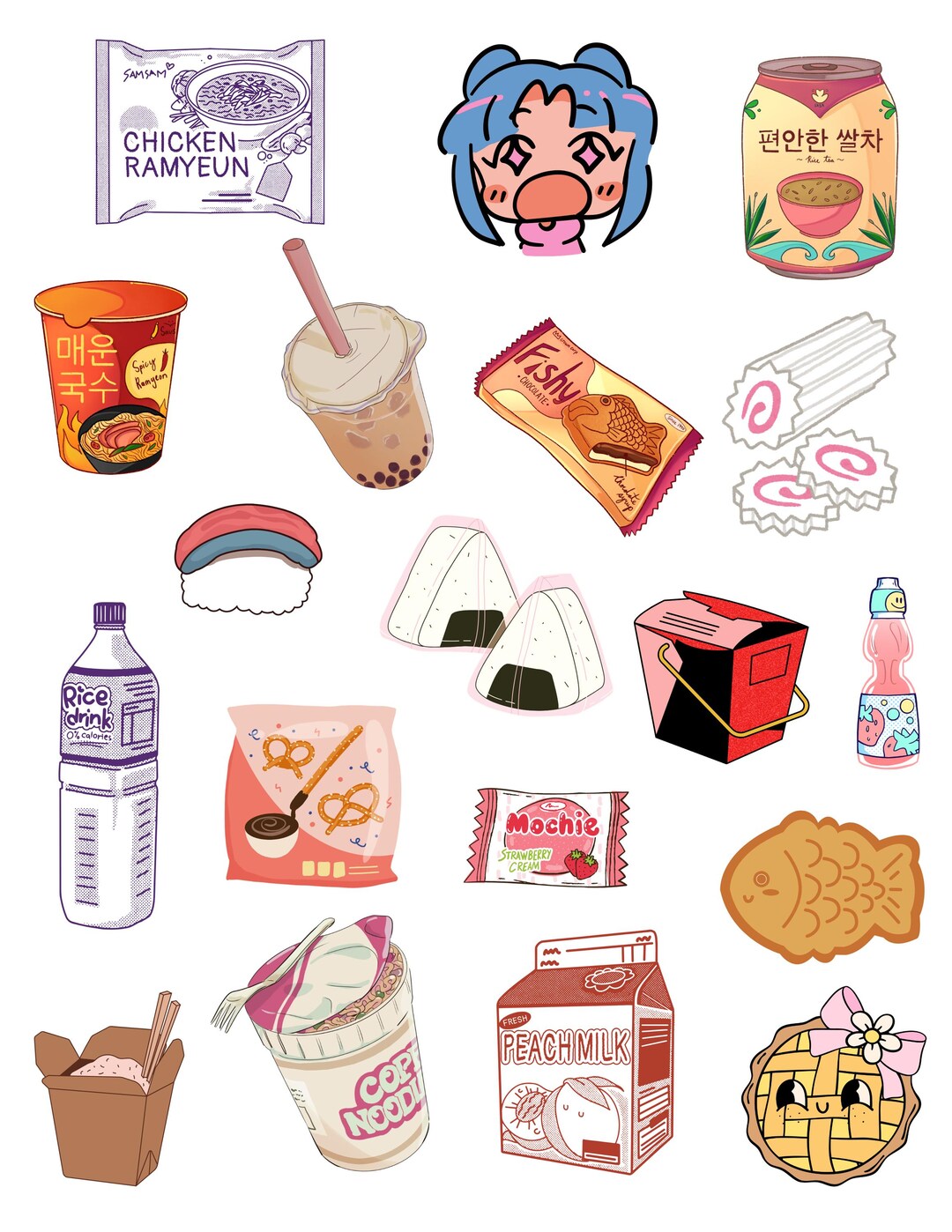 Food Sticker Sheet (instant Download) - Etsy