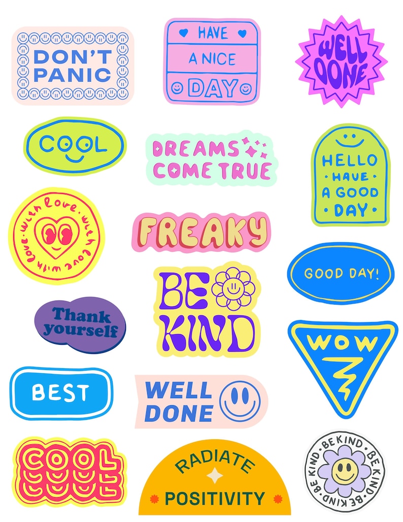Word Art Downloadable Sticker Sheet - Etsy