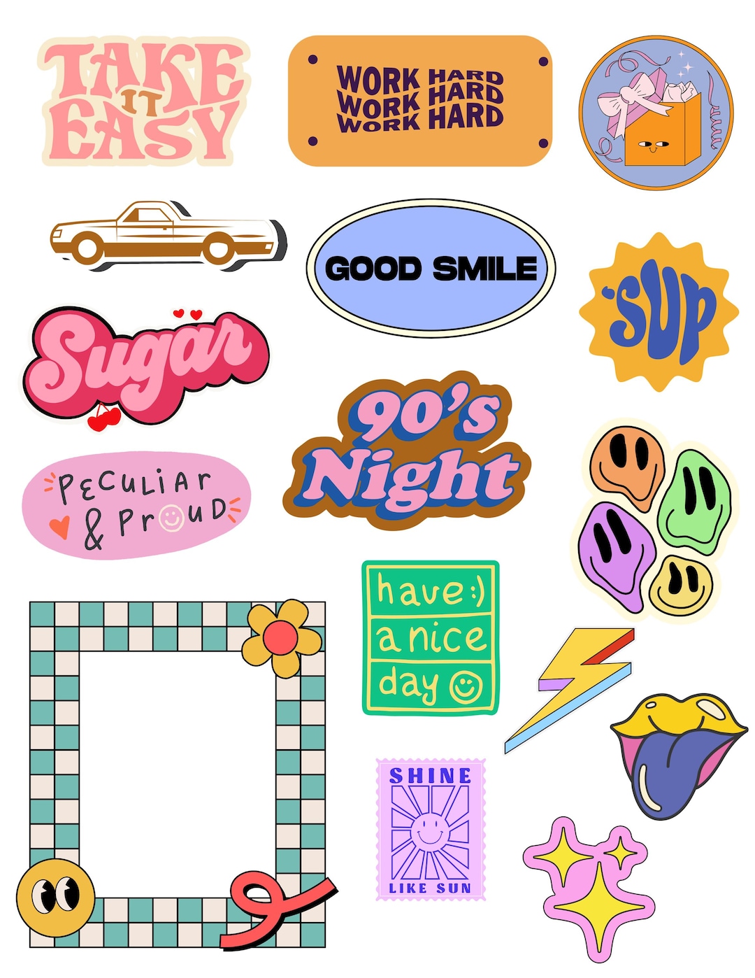 Colorful Sticker Junk Journal Sheet - Etsy