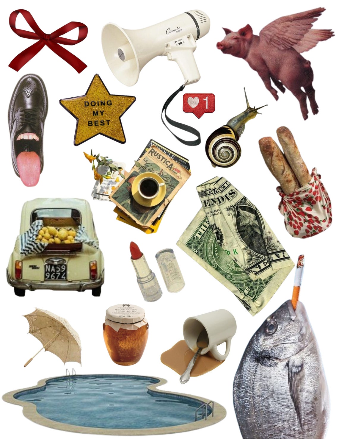 Random Objects Collage Sheet | Downloadable PNG for Scrapbooking and ...