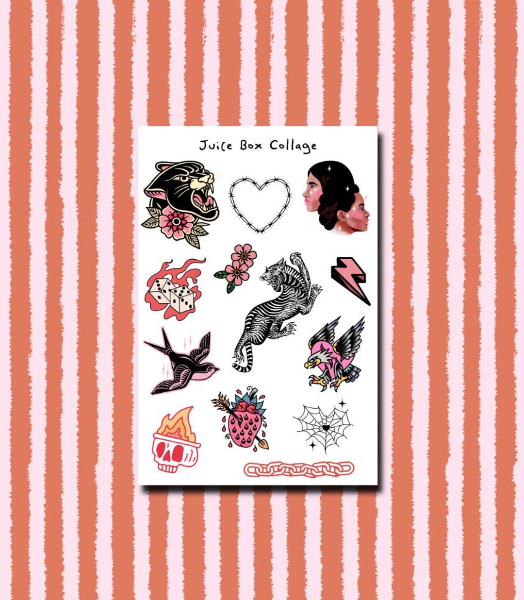 Tattoo Sticker Sheet PNG | Instant Download PNG & PDF | Print From Home ...