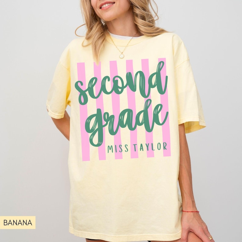 Custom Second Grade Teacher Shirt Comfort Colors, 2nd Grade Shirt, Back ...
