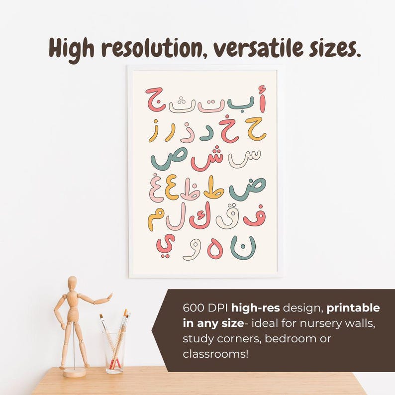 Arabic Alphabet Poster for Kids Educational Wall Art Islamic Nursery ...