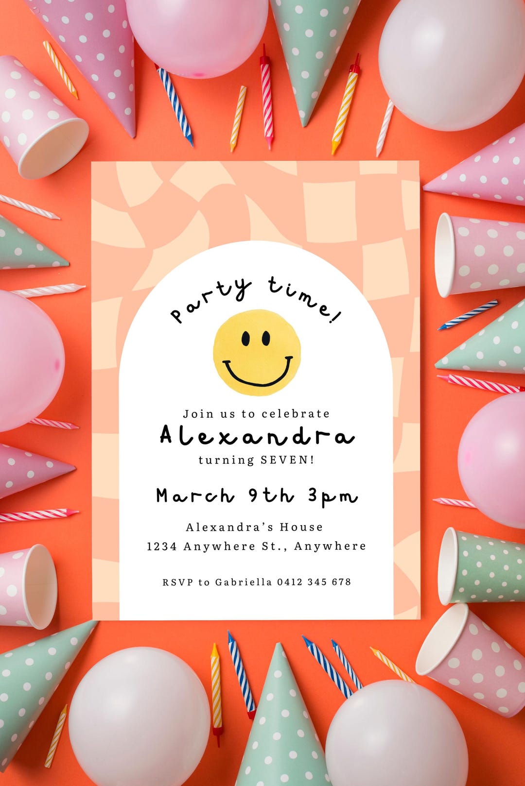 Editable Smiley Face Invite, Smiley Face Birthday, Emoji Invitation ...