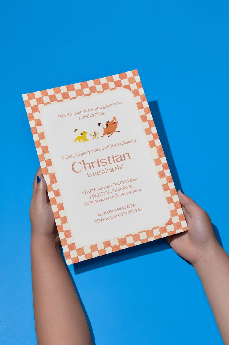 Lion King Theme Birthday Invitation | Customizable Digital Invite ...
