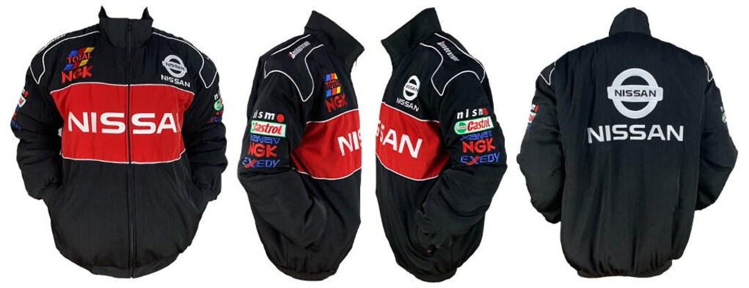 Nissan Embroidered Racing Jacket Vintage Bomber Coat Pit Crew Apparel ...