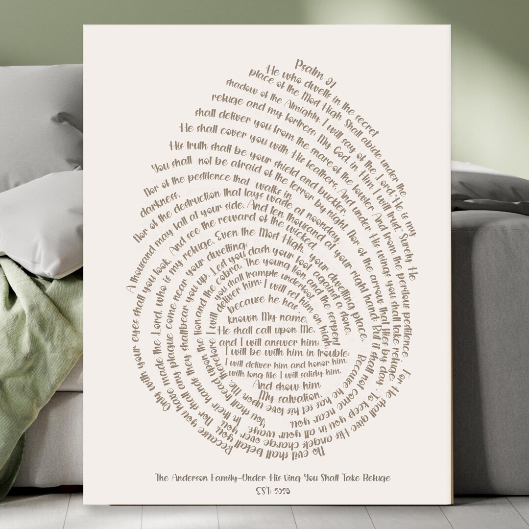 Personalized Psalm 91 Wall Art-god’s Protection Shield-custom Family ...