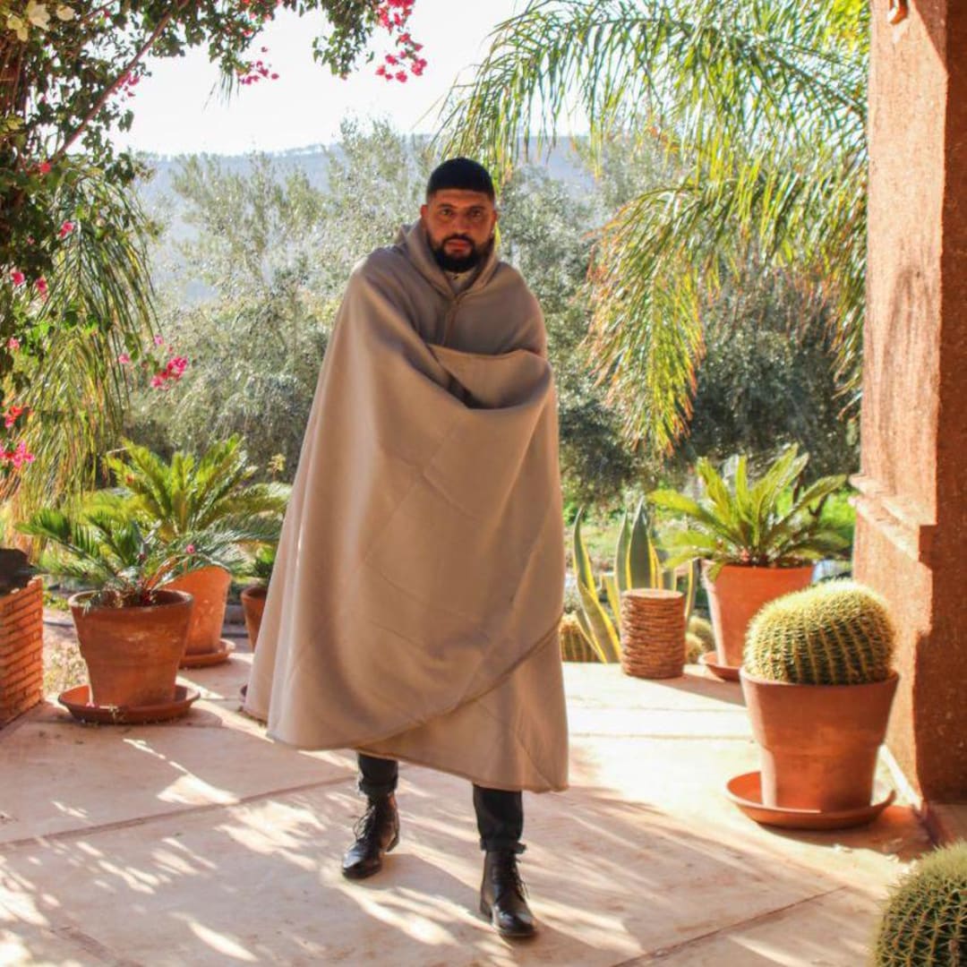 Moroccan Winter Silham Burnouse Warm Cape, Cider Long Cape, Long Winter ...