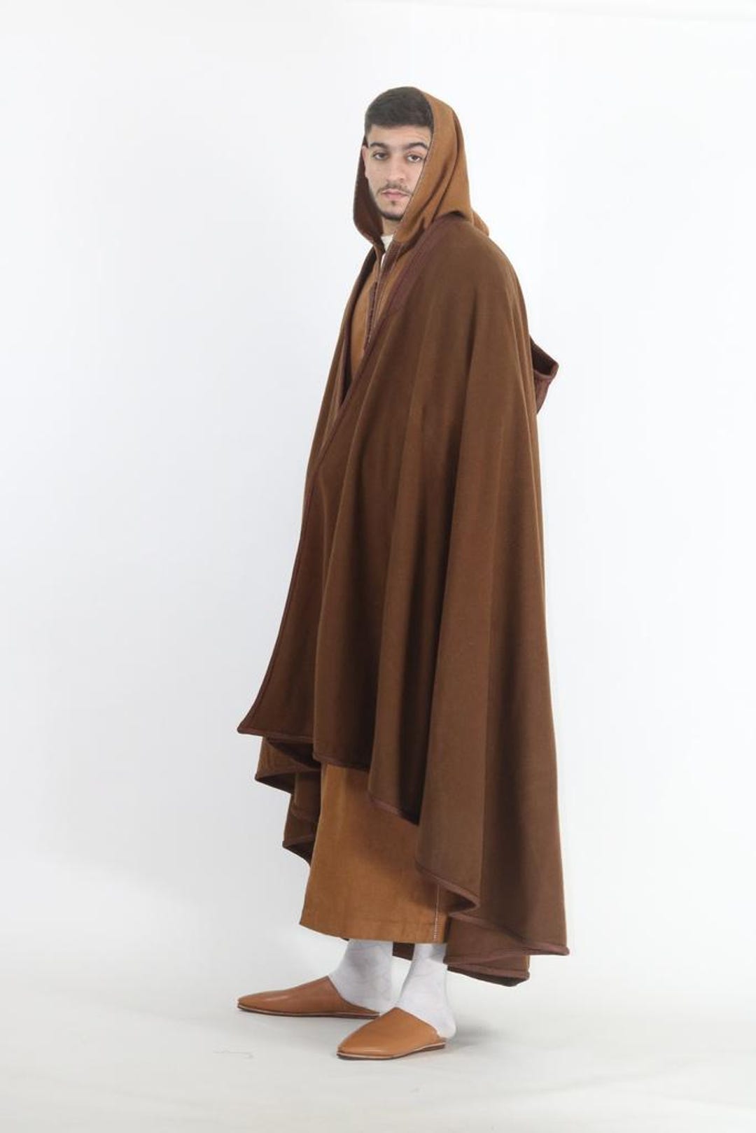 Morccan Winter Silham, Black Winter Overcoat, Burnouse Warm Cape, Long ...