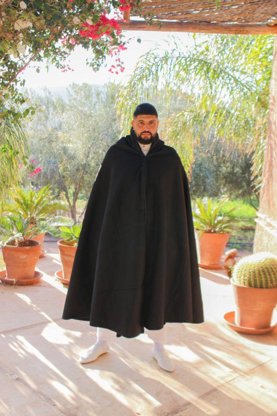 Morccan Winter Silham, Black Winter Overcoat, Burnouse Warm Cape, Long ...