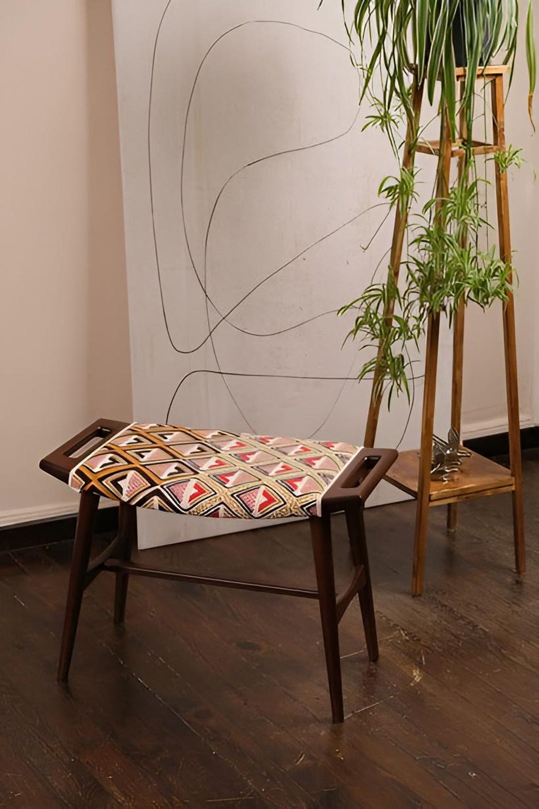 DALOA African Ethnical Upholstered Bench, Handmade Furniture, Footstool ...