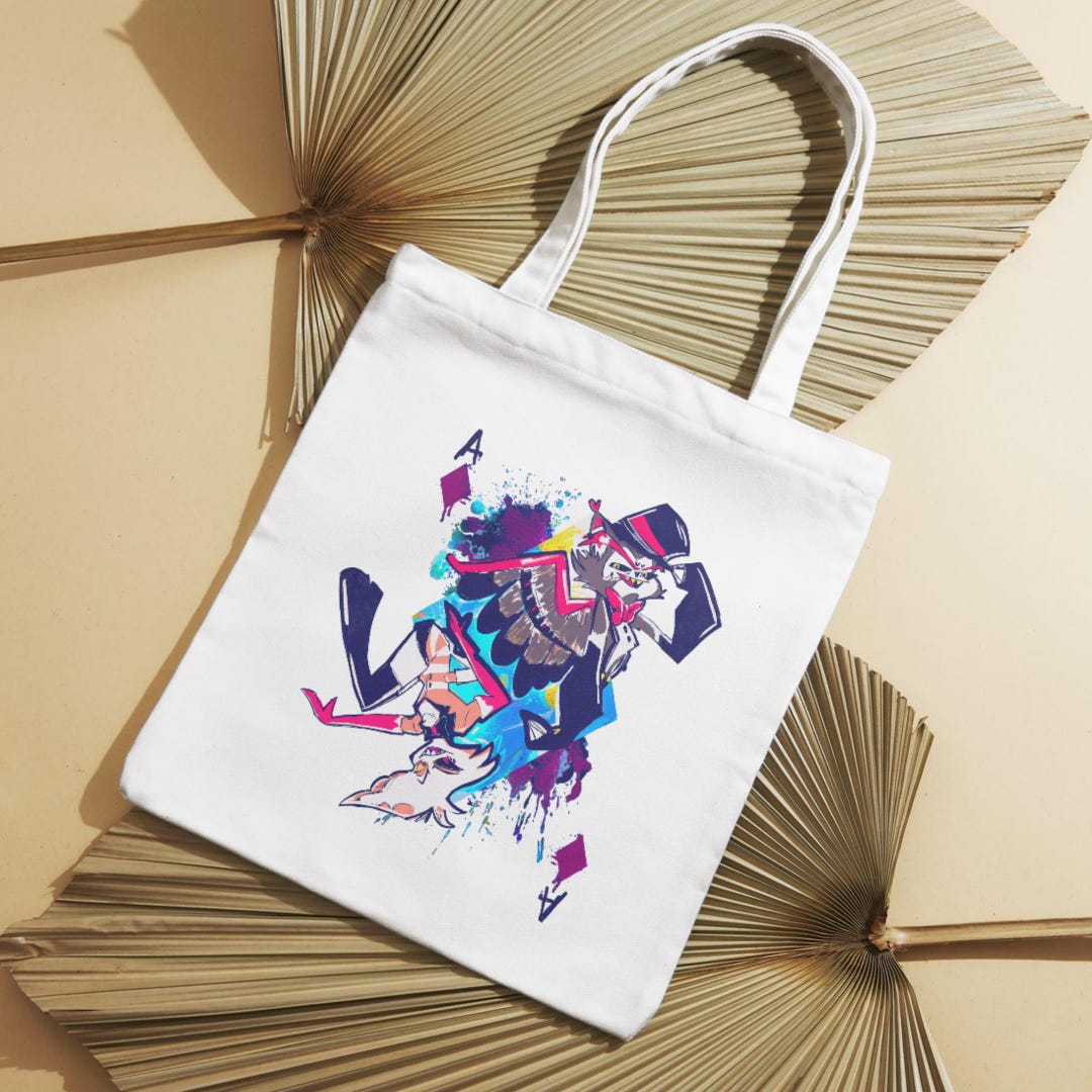 Husk X Angel Dust Poker Card Graffiti Huskerdust Tote Bag - Etsy