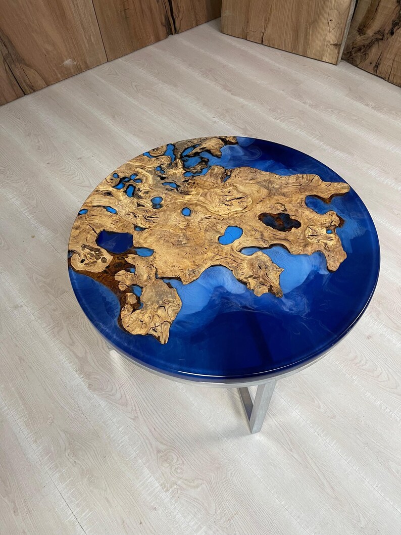 Modern Blue Epoxy Table, Personalized Ocean Theme Resin Coffee Table ...