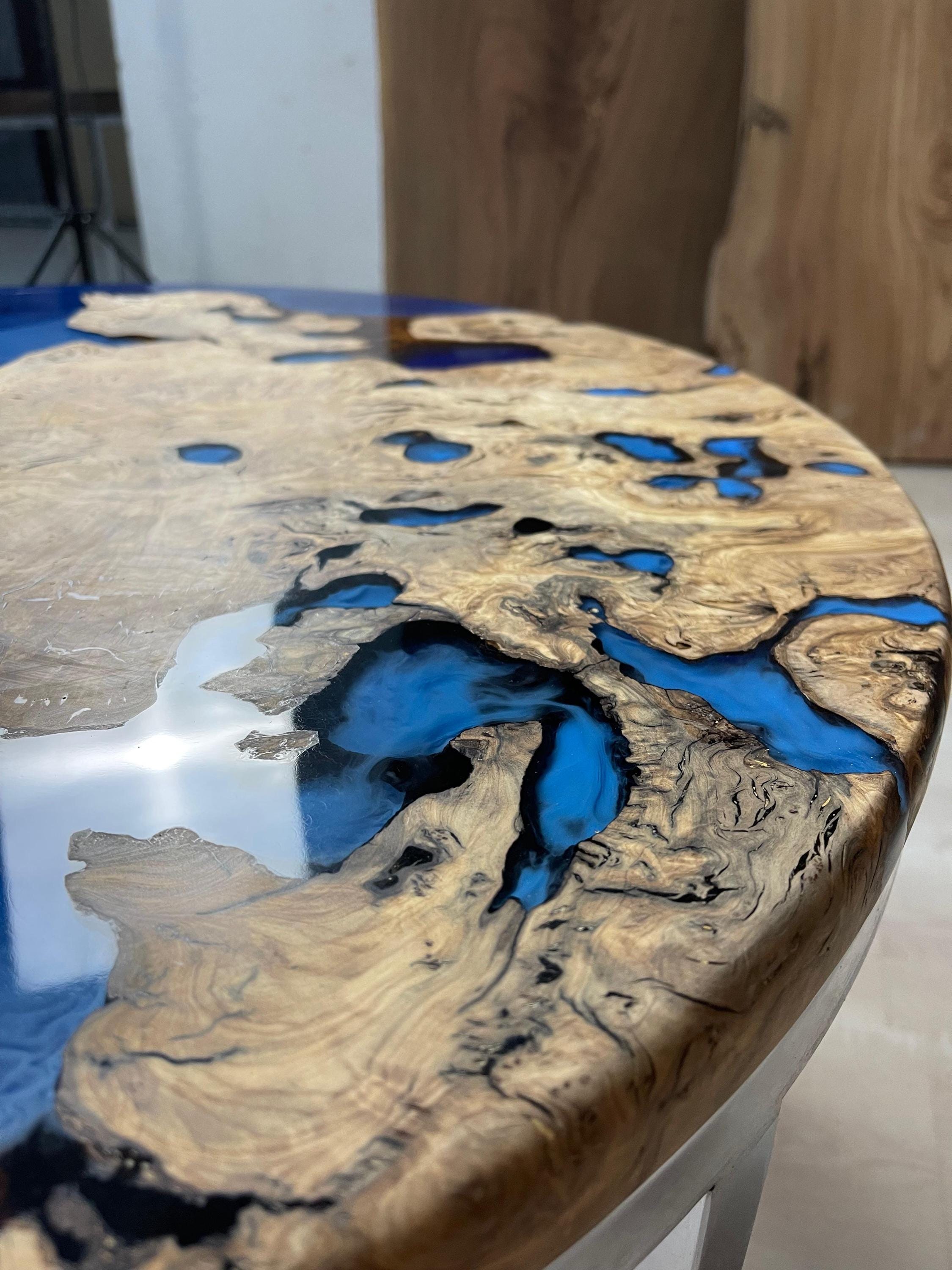 Modern Blue Epoxy Table, Personalized Ocean Theme Resin Coffee Table ...