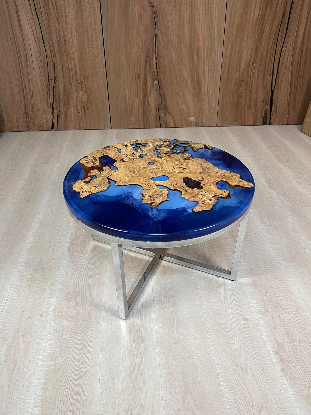 Modern Blue Epoxy Table, Personalized Ocean Theme Resin Coffee Table ...