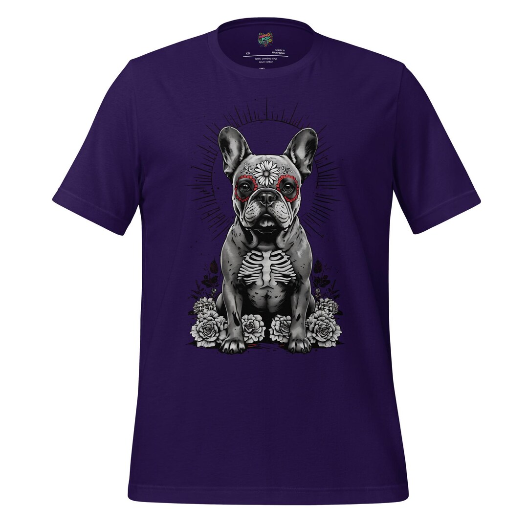 BW Sugar Skull French Bulldog Shirt, Dia De Los Muertos Dog Tee - Etsy