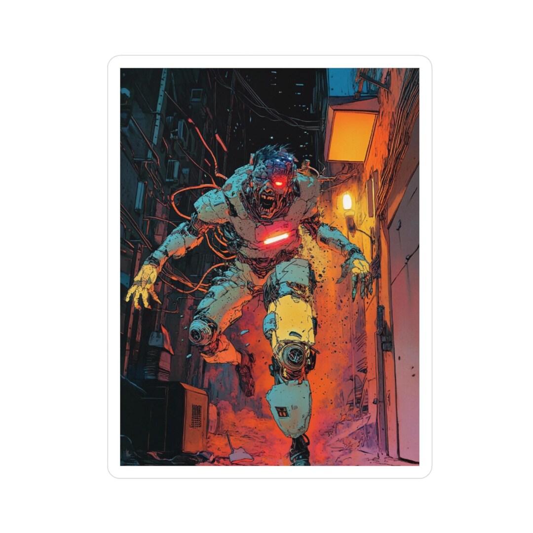 Neon Apocalypse: Rage of the Cyber-zombies 3 X 4 Vinyl Decal Dystopian ...