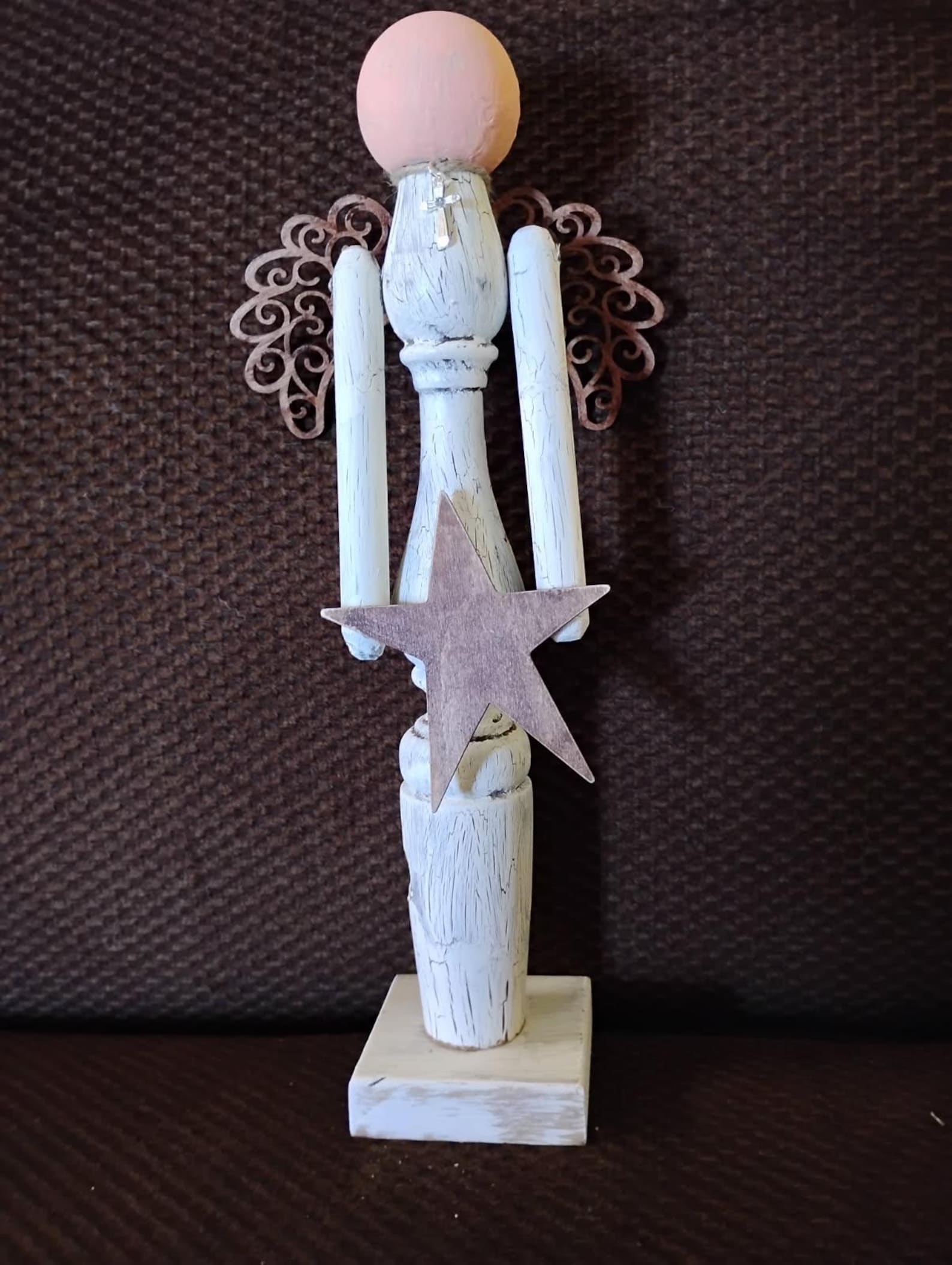 Vintage Rustic Handmade Spindle Angel - Etsy