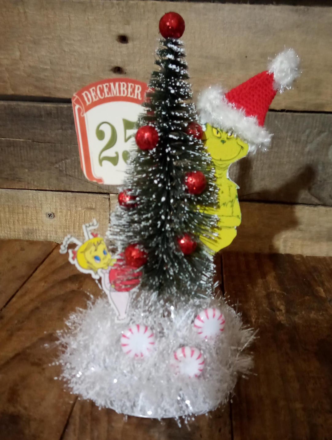 Wonderful Grinch Style Christmas Assemblage, OOAK, Made on Vintage ...