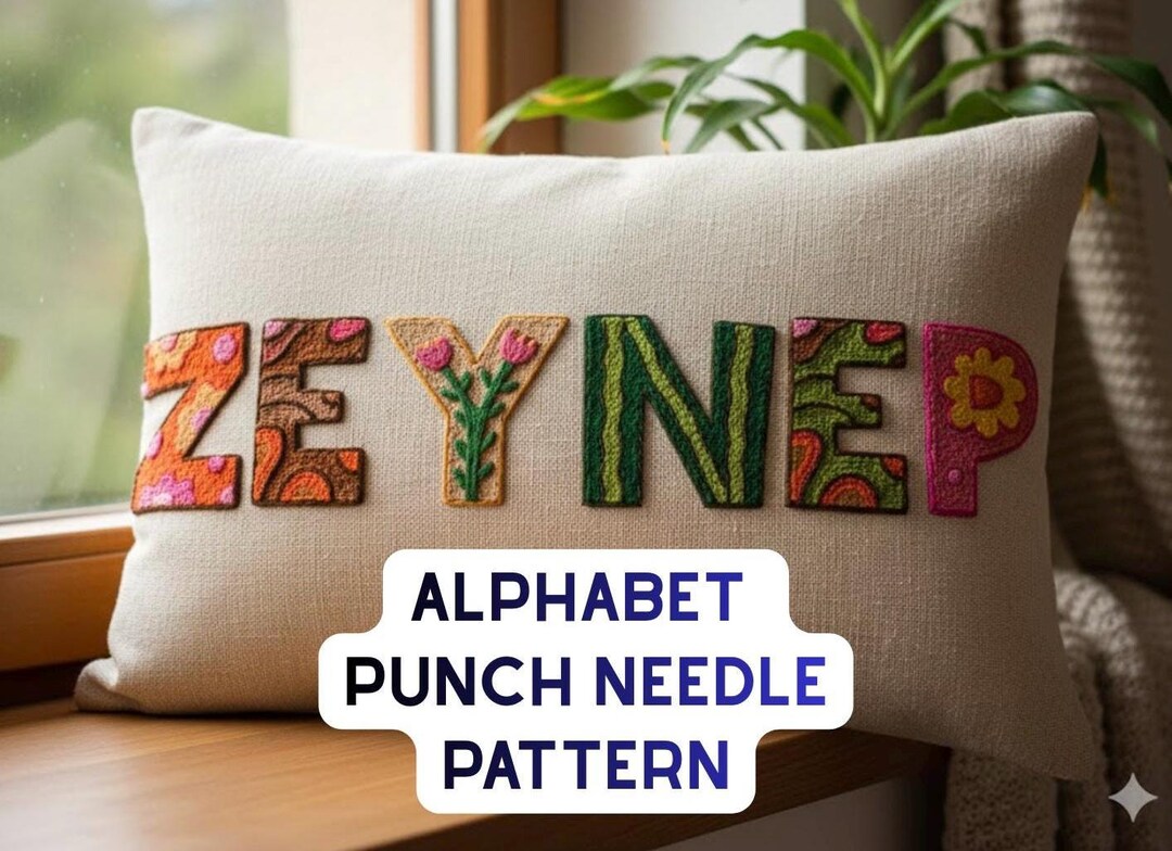 Alphabet Punch Needle Pattern, Floral Letters, Kids Room Decor DIY (PDF ...