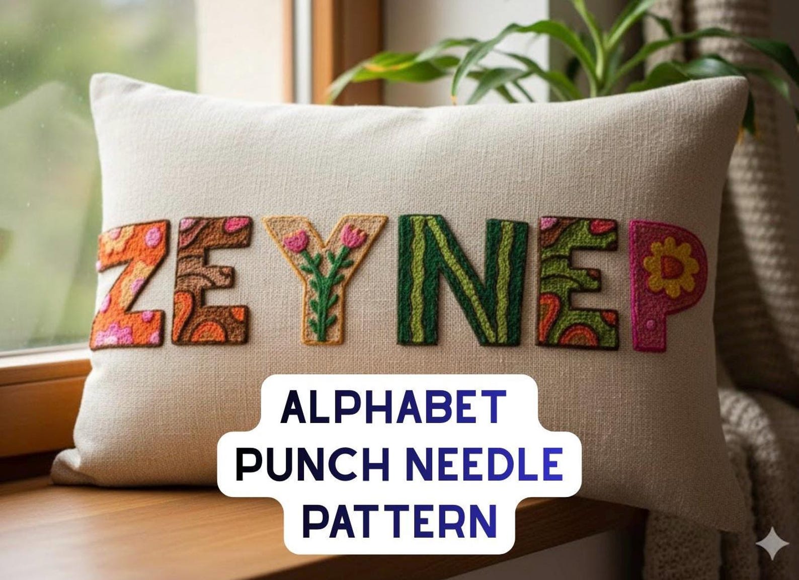 Alphabet Punch Needle Pattern, Floral Letters, Kids Room Decor DIY (PDF ...