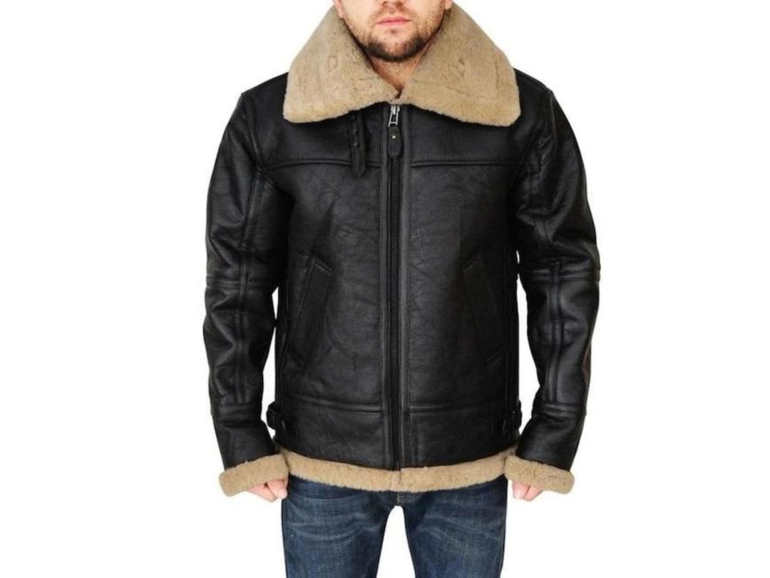 Handmade New B3 RAF Bomber Ginger Jacket Aviator Real Shearling ...