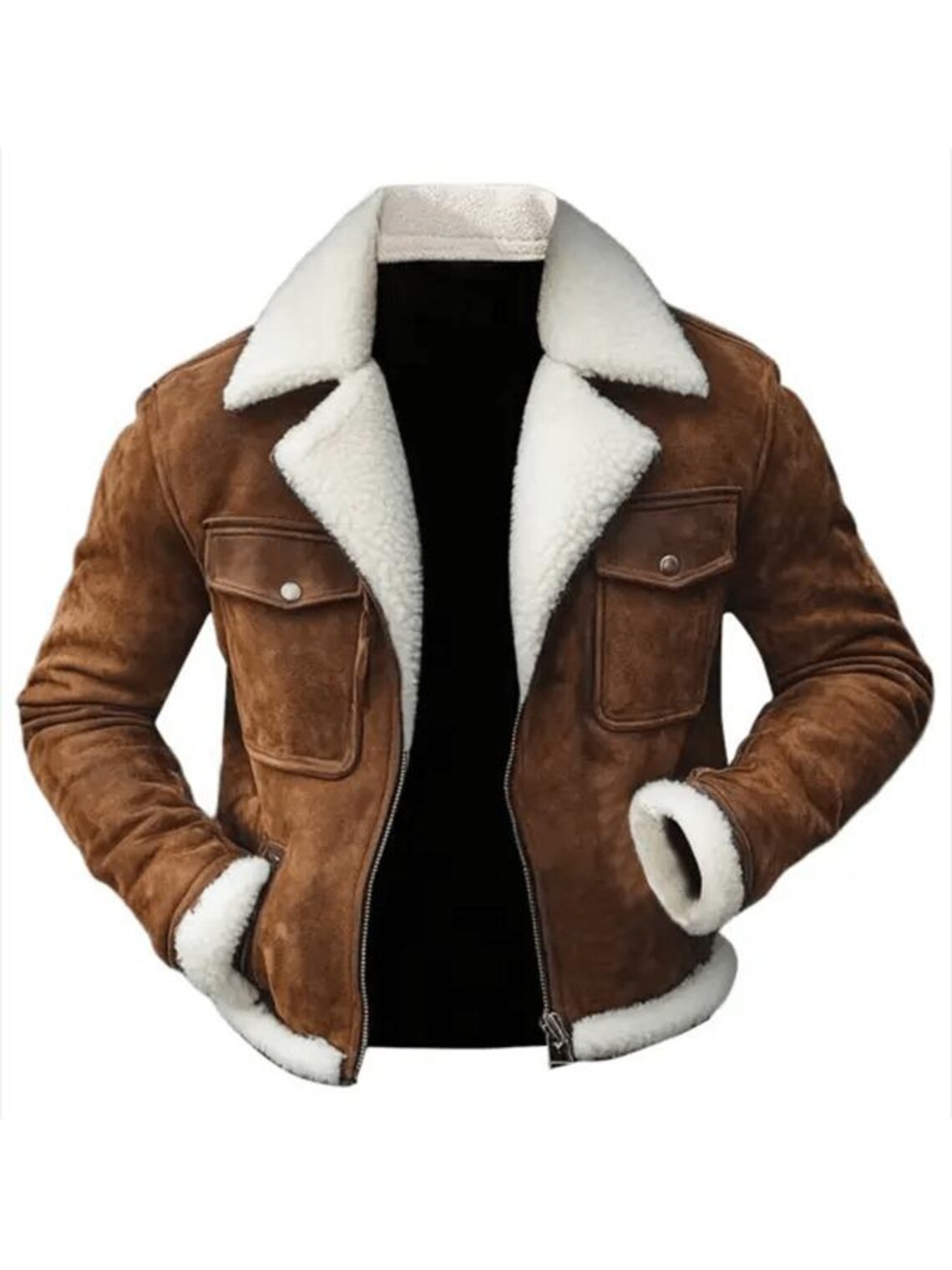 Handmade Suede Aviator Jacket: Men's Shearling Pilot Winter Coat - Etsy