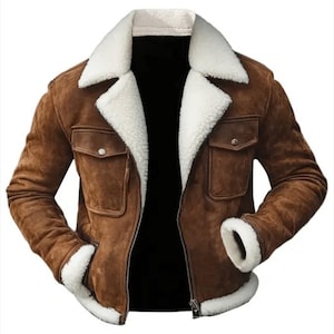 Handmade Suede Aviator Jacket: Men's Shearling Pilot Winter Coat - Etsy