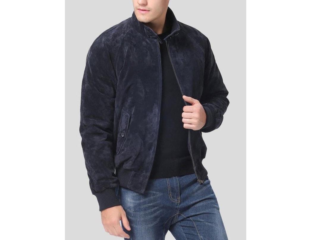 Handmade New Admiral Navy Blue Suede Bomber Stylish Jacket, Men's Winter Jacket, |sheepskin ...