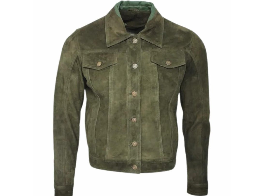 Handmade Green Suede Leather Jacket: Western Trucker Style - Etsy