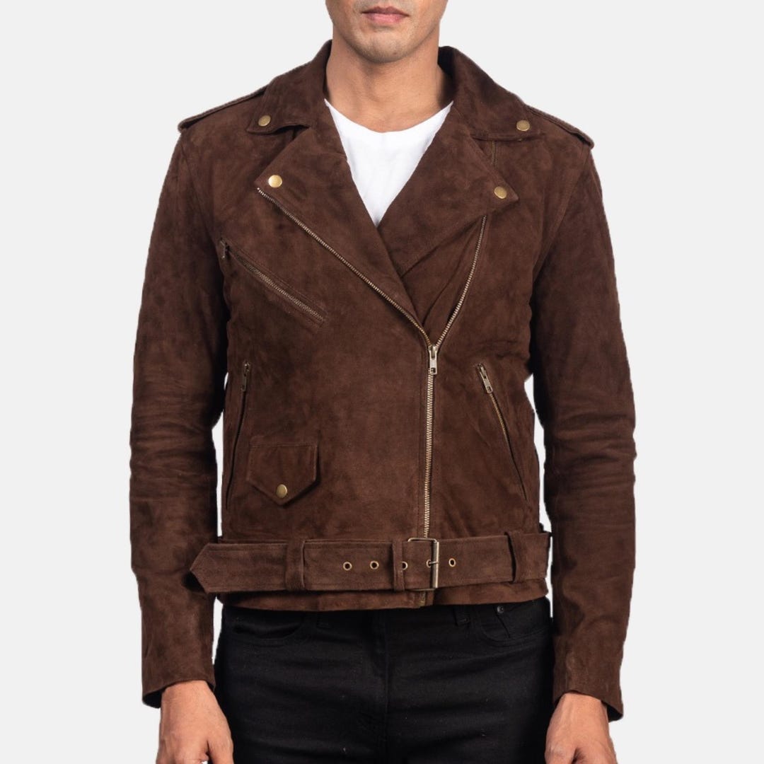 Handmade Suede Leather Biker Jacket: Men's Western Goat Skin Coat - Etsy