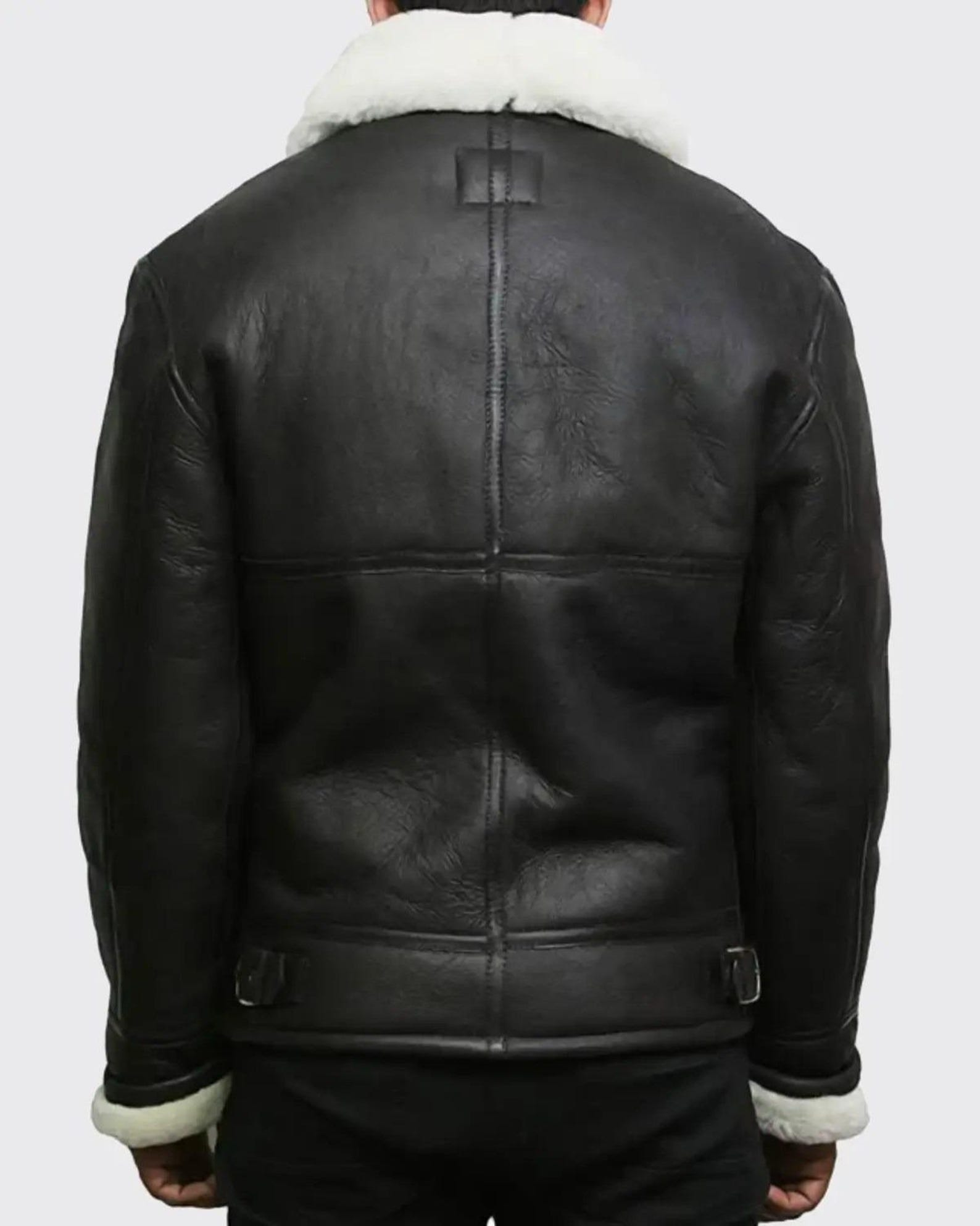 Mens Classic Sheepskin Shearling Aviator Flying Jacket Handmade New ...