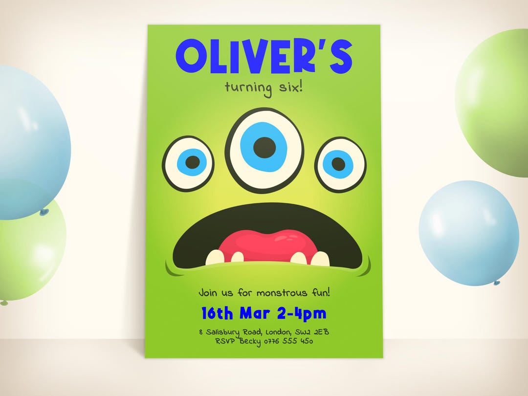 Editable Monster Birthday Invitation: Fun Kids Party Invite (digital ...