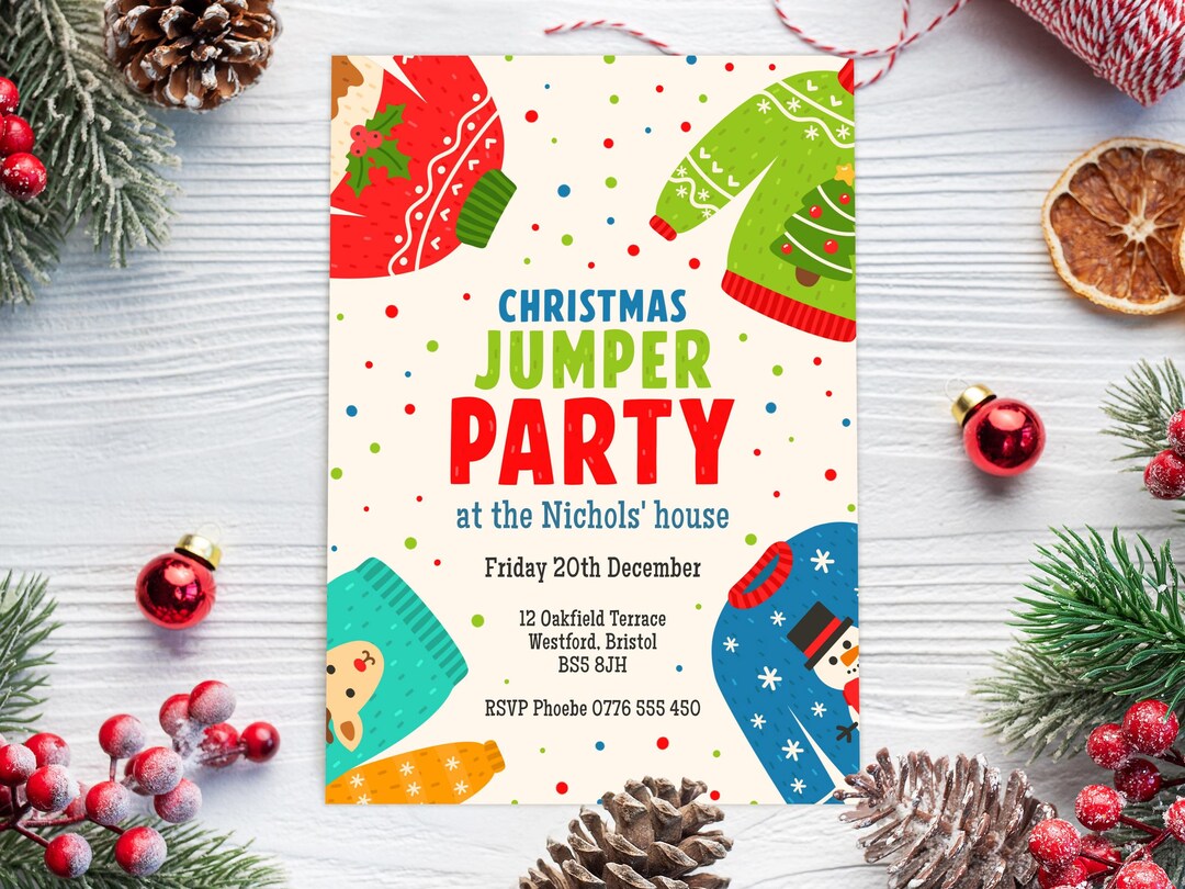 EDITABLE Christmas Party Invitation, Holiday Party Invite, Christmas ...