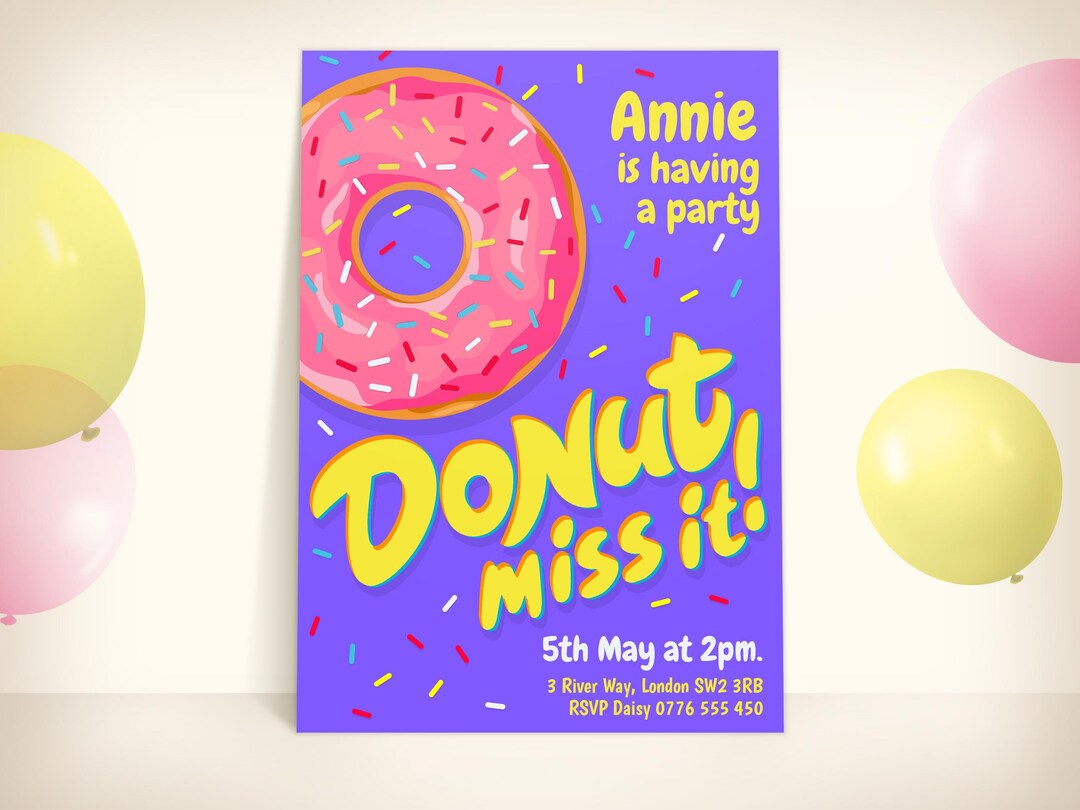 Editable Donut Party Invite, Fun Donut Birthday Party Invitation, Adult ...
