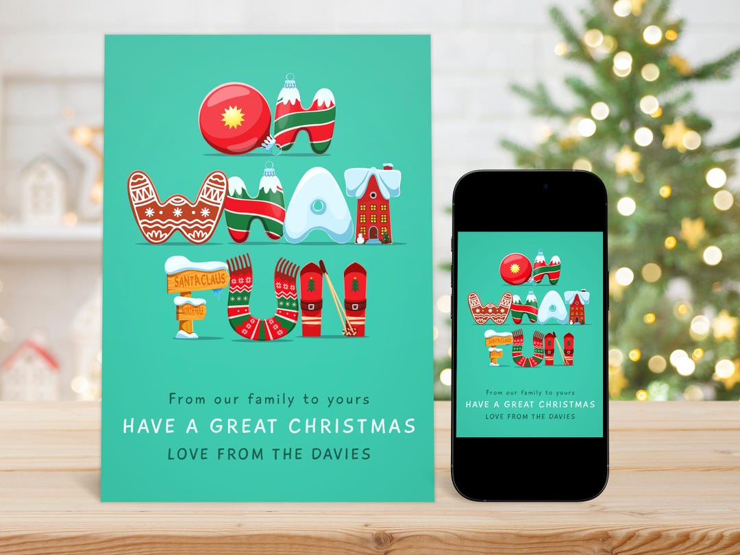 EDITABLE CHRISTMAS CARDS, Digital Holiday Greetings, Personalised ...