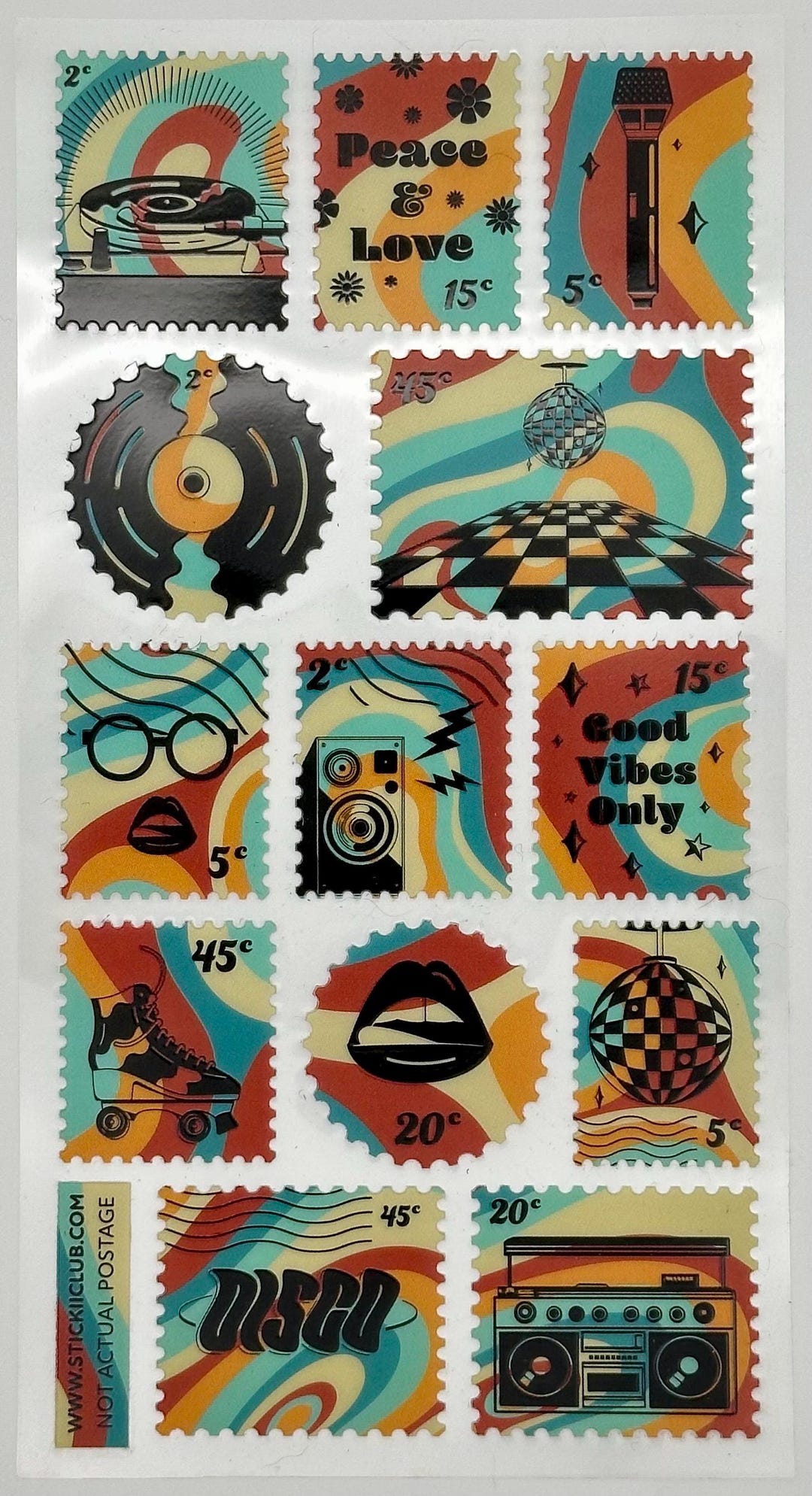 Stickii - Retro 70s Vibe Sticker Sheet – Groovy Disco Era Vinyl ...