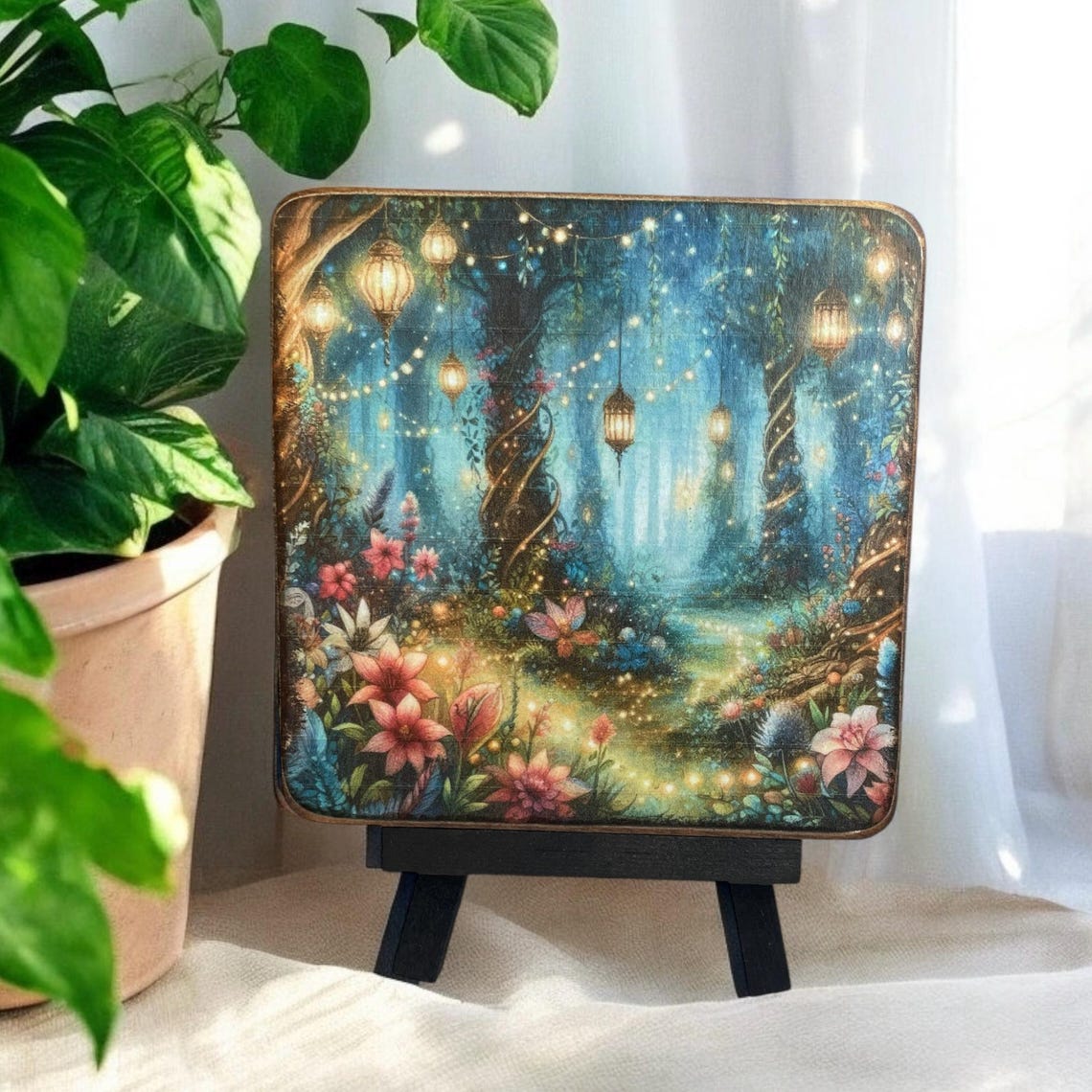 Fantasy Forest Trees Tiny Easel Art, Mini Art Print, Mini Wood Block ...