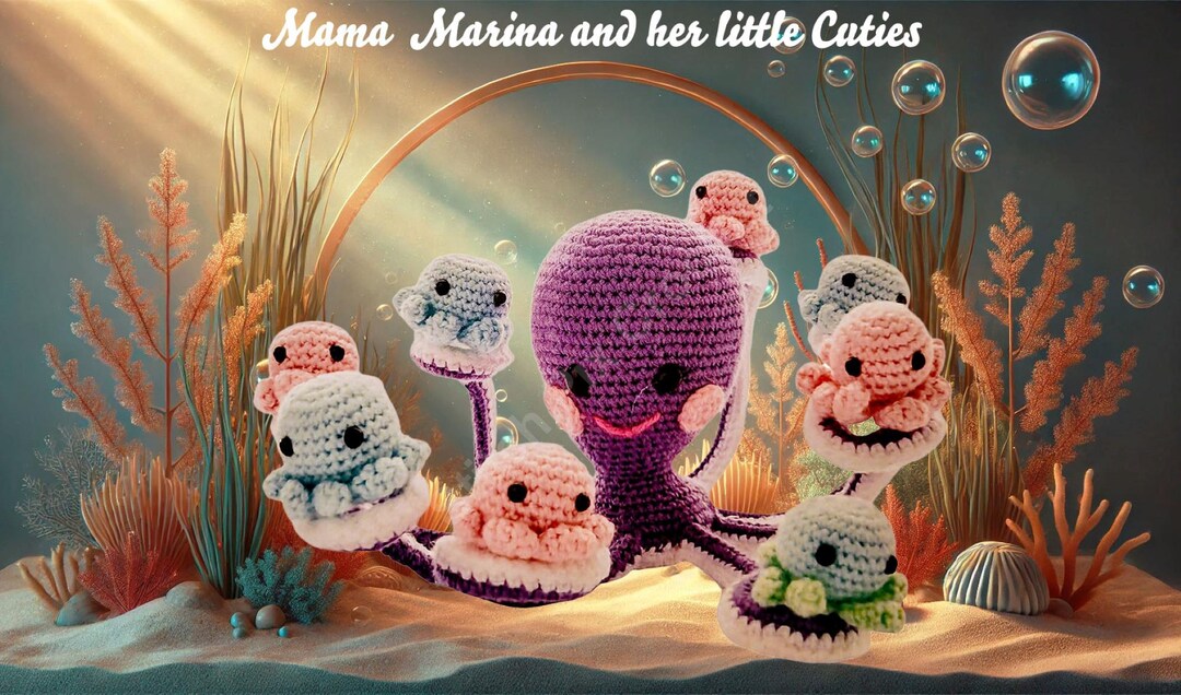 Mama Marina & 8 Baby Octopuses Crochet Pattern Amigurumi Octopus Family ...