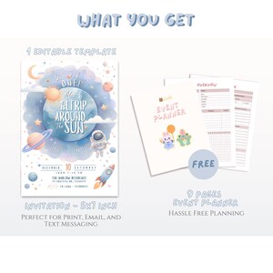 First Trip Around the Sun Birthday Invite Boy, Space 1st Birthday ...