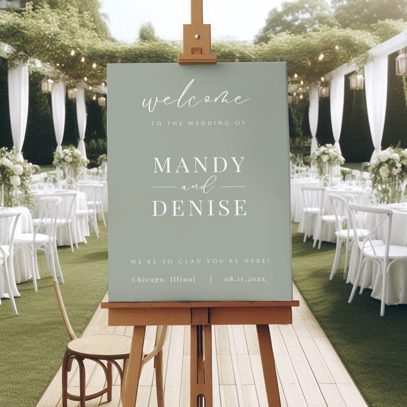 Sage Green Wedding Welcome Sign Greenery Wedding Signs Modern Wedding ...