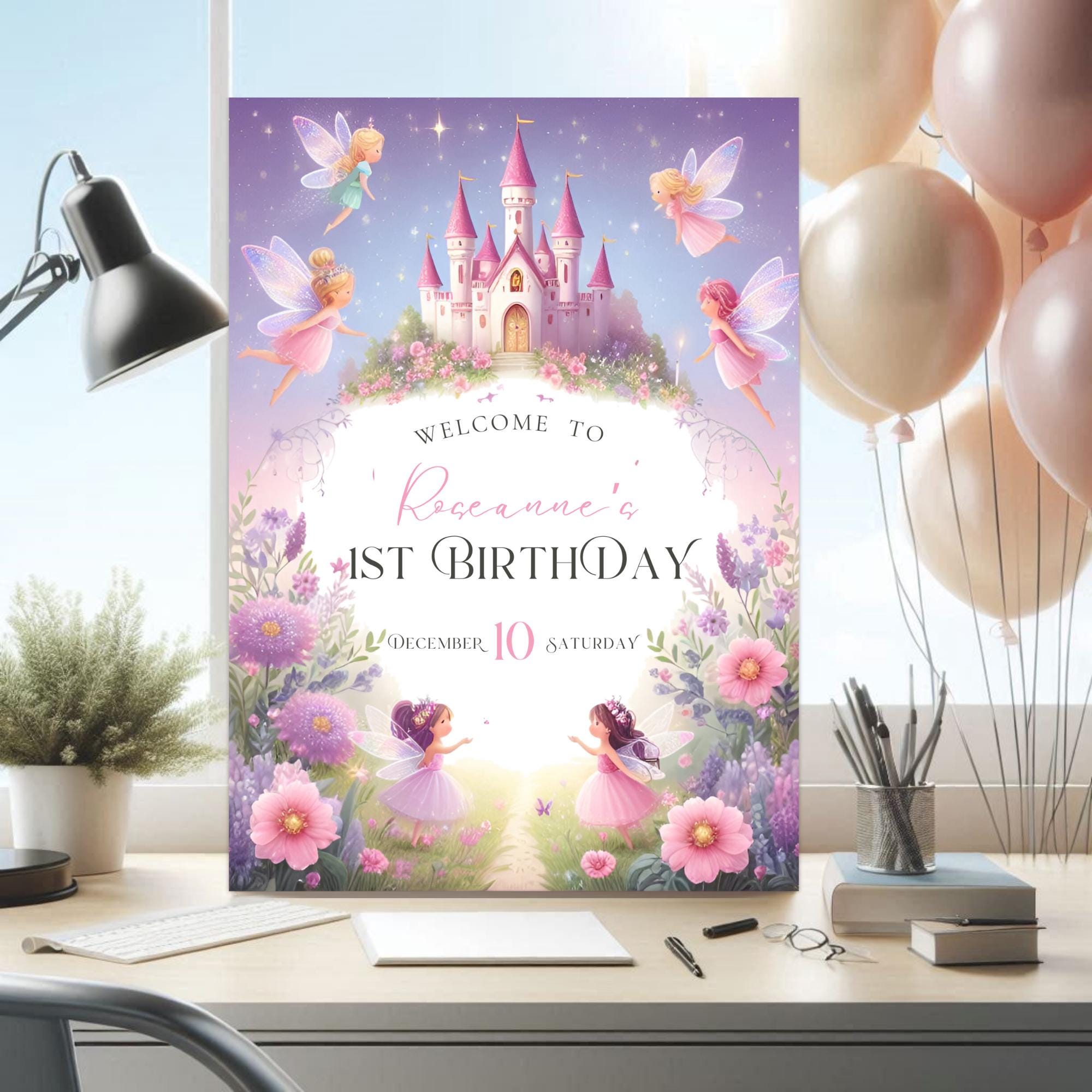 Fairy First Birthday Welcome Sign Editable Fairy Birthday Welcome Sign ...
