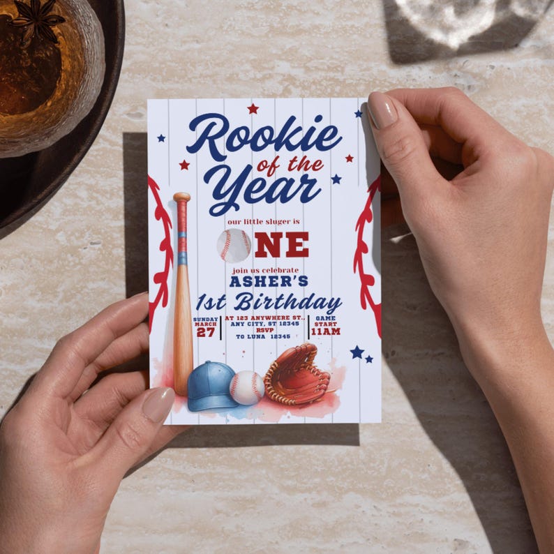 Baseball Birthday Invitation Rookie of the Year Invitation Baseball ...
