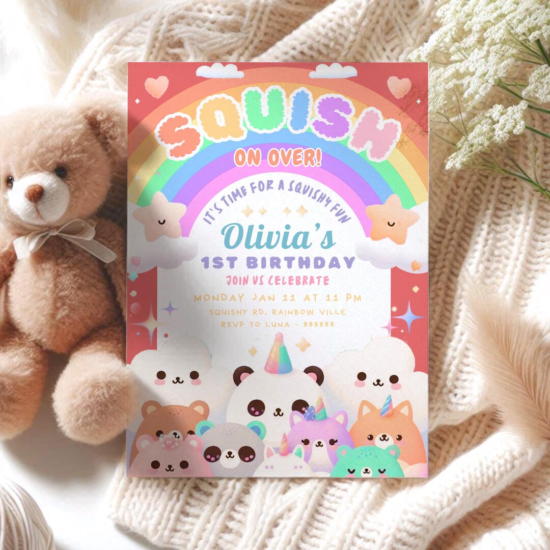 Squishmallow Birthday Invitations First Birthday Squishmallow Party ...