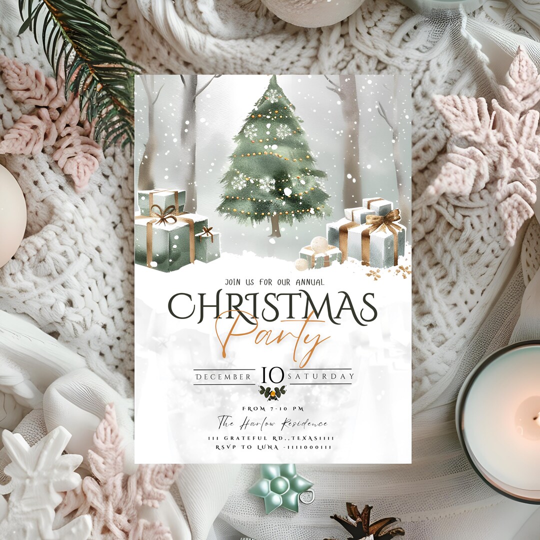 Christmas Tree Invitation Editable Christmas Party Invite Christmas Eve ...