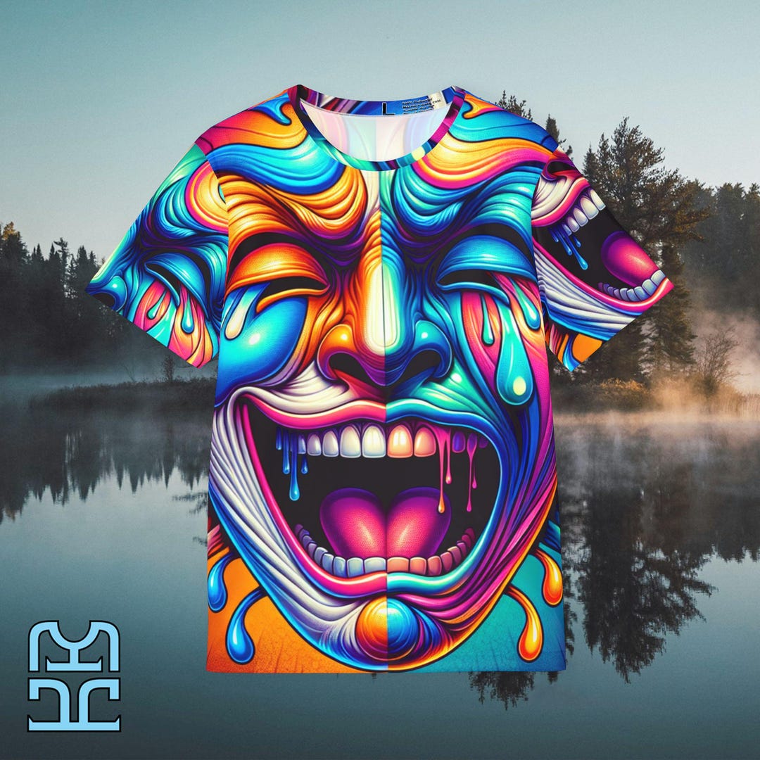 Colorful Laughing and Crying Clown Jester Graphic Jersey | Psychedelic ...